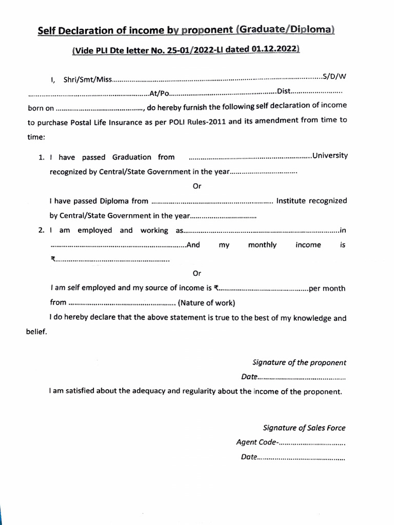 Pay Declaration PLI | PDF