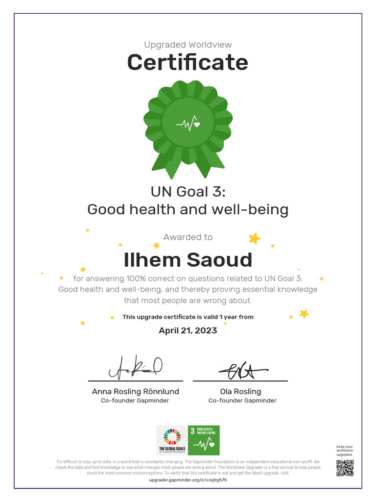 Gapminder Certificate - UN Goal 3 - Good Health and Well-Being - Ilhem ...