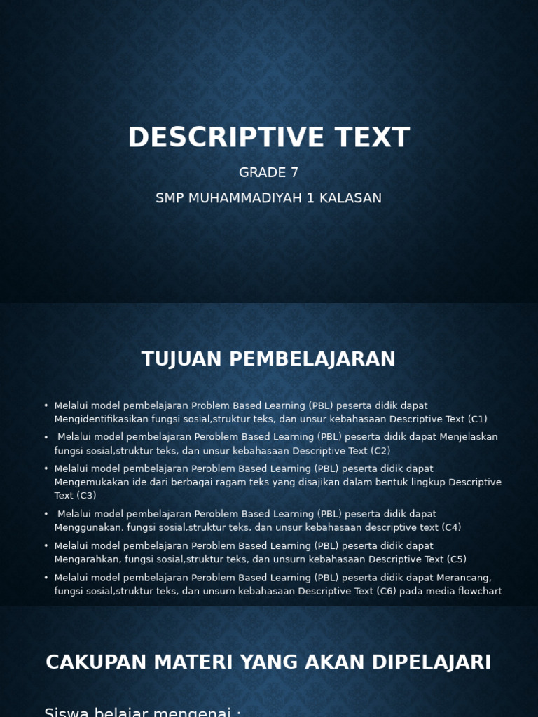 Media Ajar Descriptive Text Untuk Ukin | PDF | Linguistics | Syntax