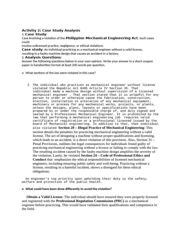 Activity 2 Ass | PDF | Engineer | Safety