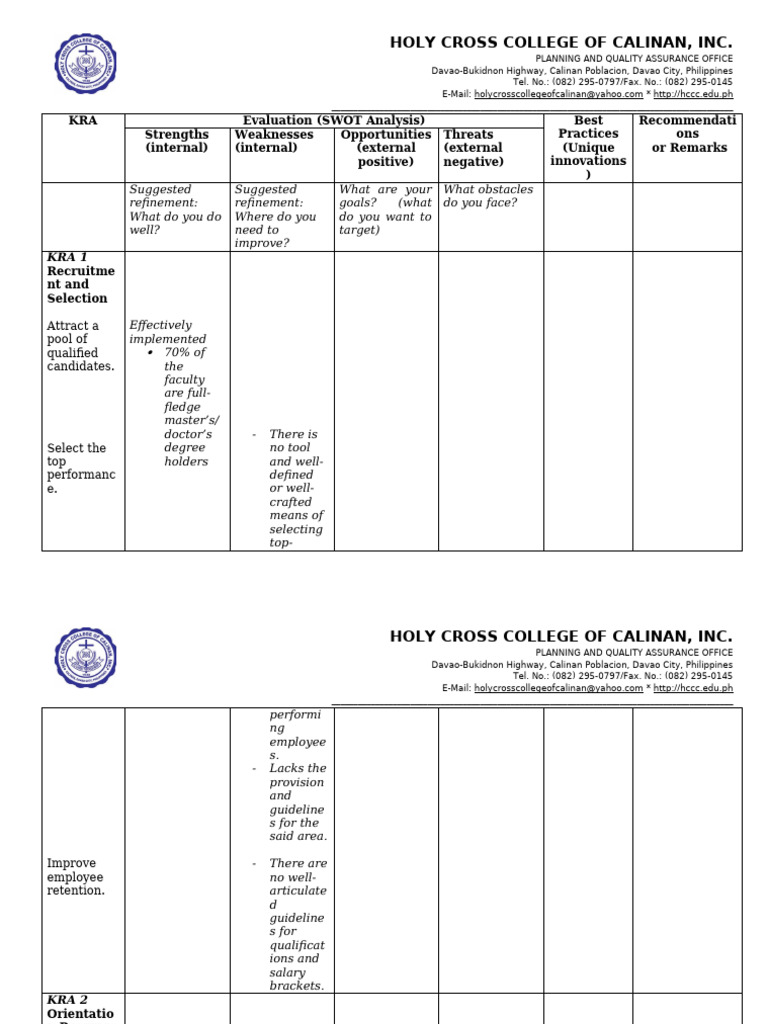 SWOT-Analysis-FYDP-2020-2025-Format | PDF | Swot Analysis | Behavior Modification