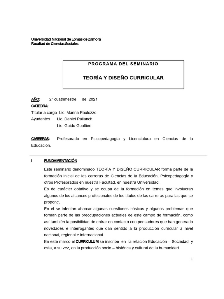 21 - Teoria y Diseno Curricular | PDF | Plan de estudios | Evaluación