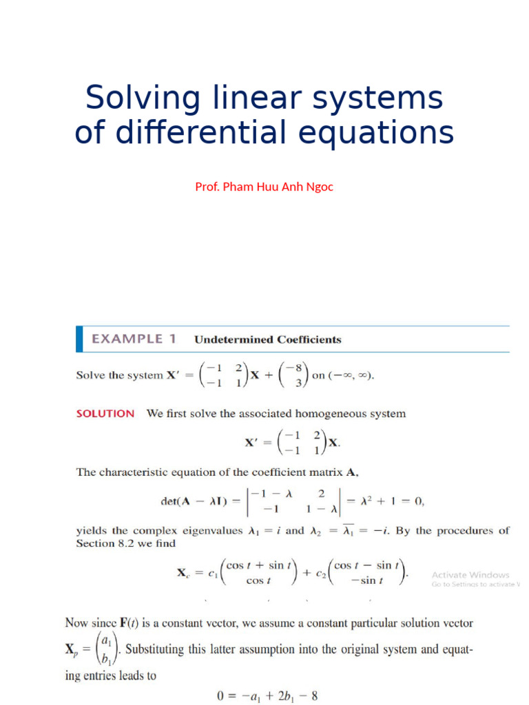 Chapter 05.2 - Solving Nonhomogeneous-Linear Systems of Differential Equations | PDF