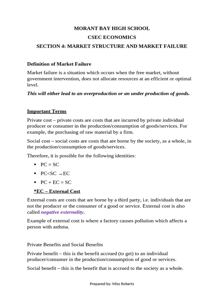 Market Failure in Economics Guide | PDF