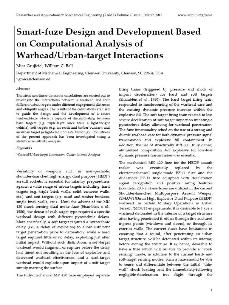 Smart Fuze Design and Development Based | PDF | Fuze | Sensitivity Analysis