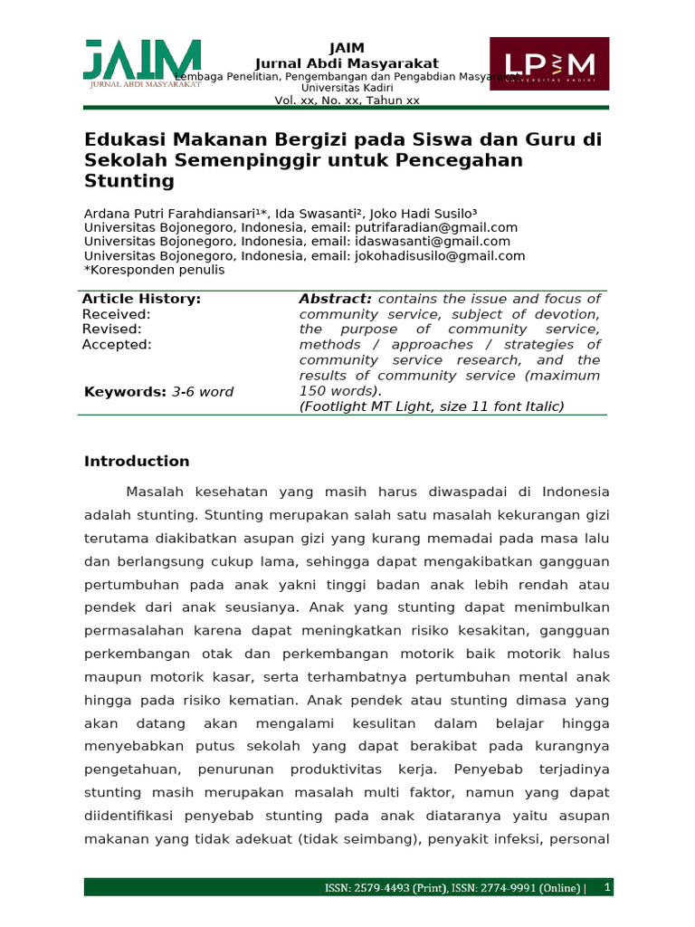 JAIM - Penyuluhan Sekolah Cegah Stunting | PDF | Kesehatan Holistik