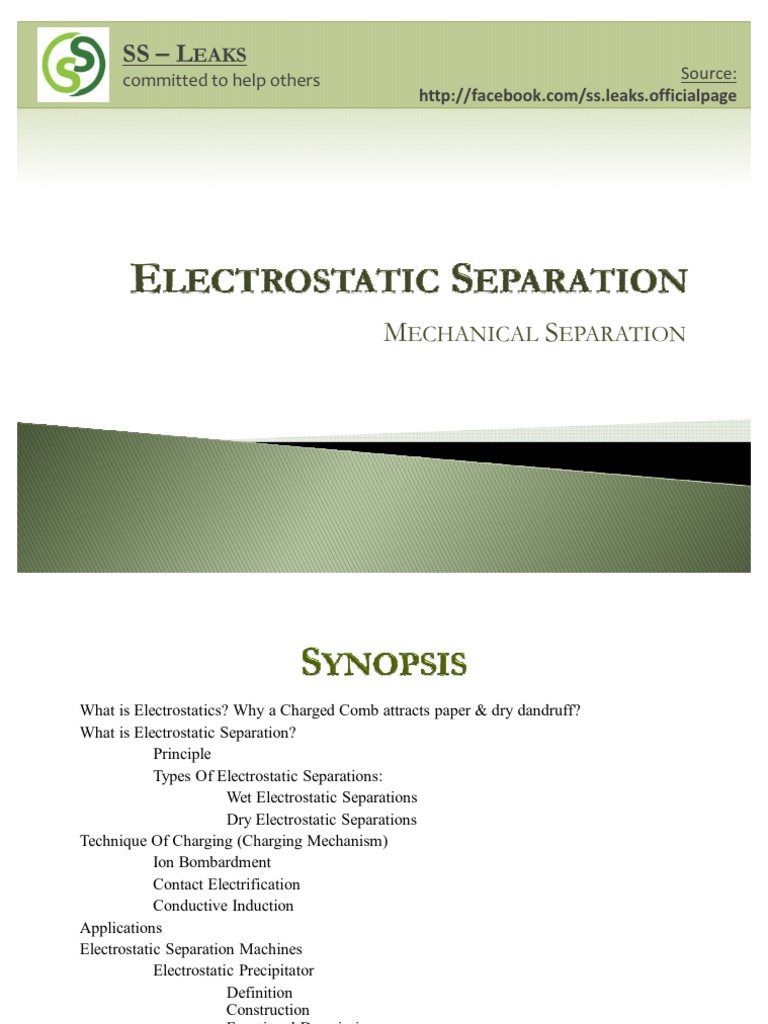 Lec#6 MS - Electrostatic Separation | PDF