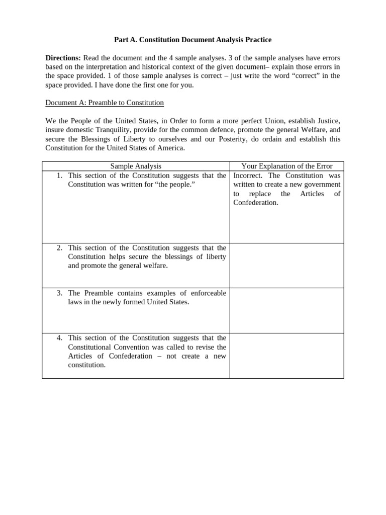 Constitution Document Analysis 1 | PDF | Presidents Of The United ...