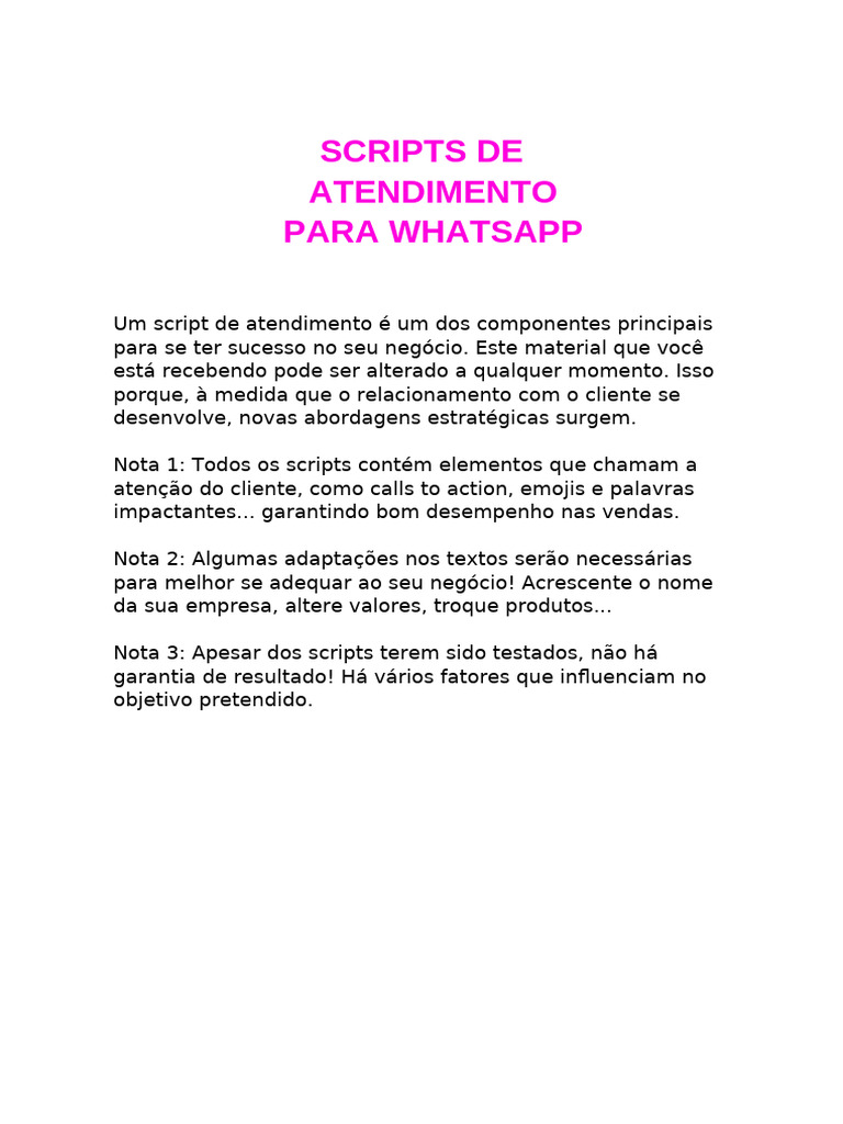 Scripts de Atendimento para WhatsApp | PDF | Black Friday | Tempo