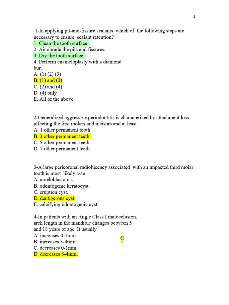 INBDE - Practice Questions 2011 | PDF | Human Tooth | Periodontology