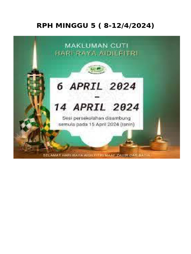 RPH Minggu 5 April 2024 | PDF
