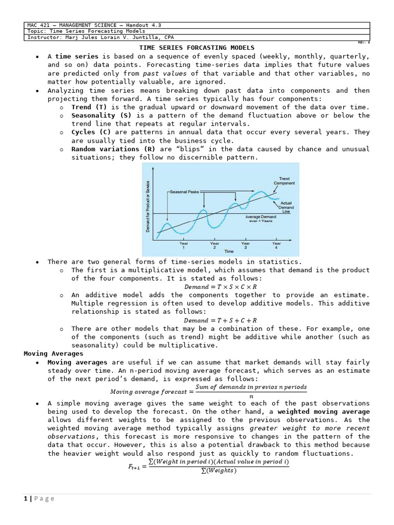 Time Series Forecasting Models Guide | PDF | Forecasting | Seasonality