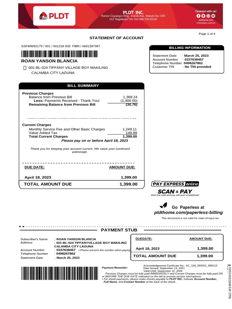 pldt domondon | PDF | Credit Card | Banks