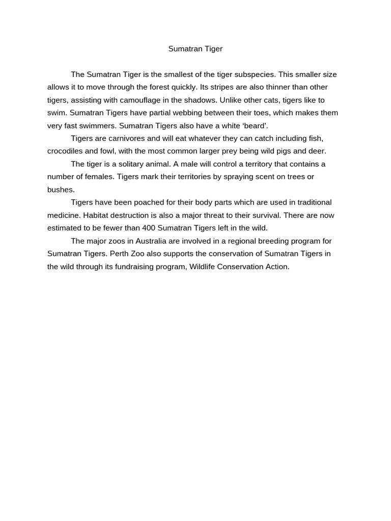 Descriptive Text | PDF | Tiger | Birds