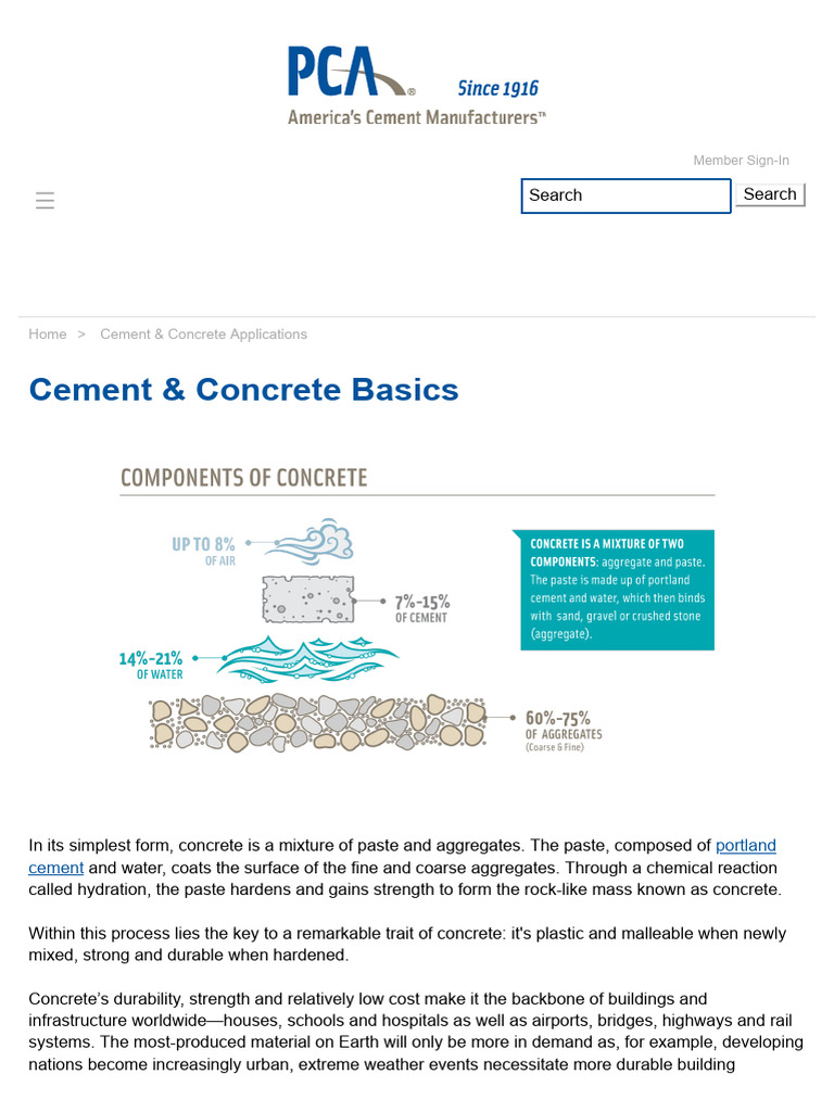Cement & Concrete basics | PDF | Concrete | Cement