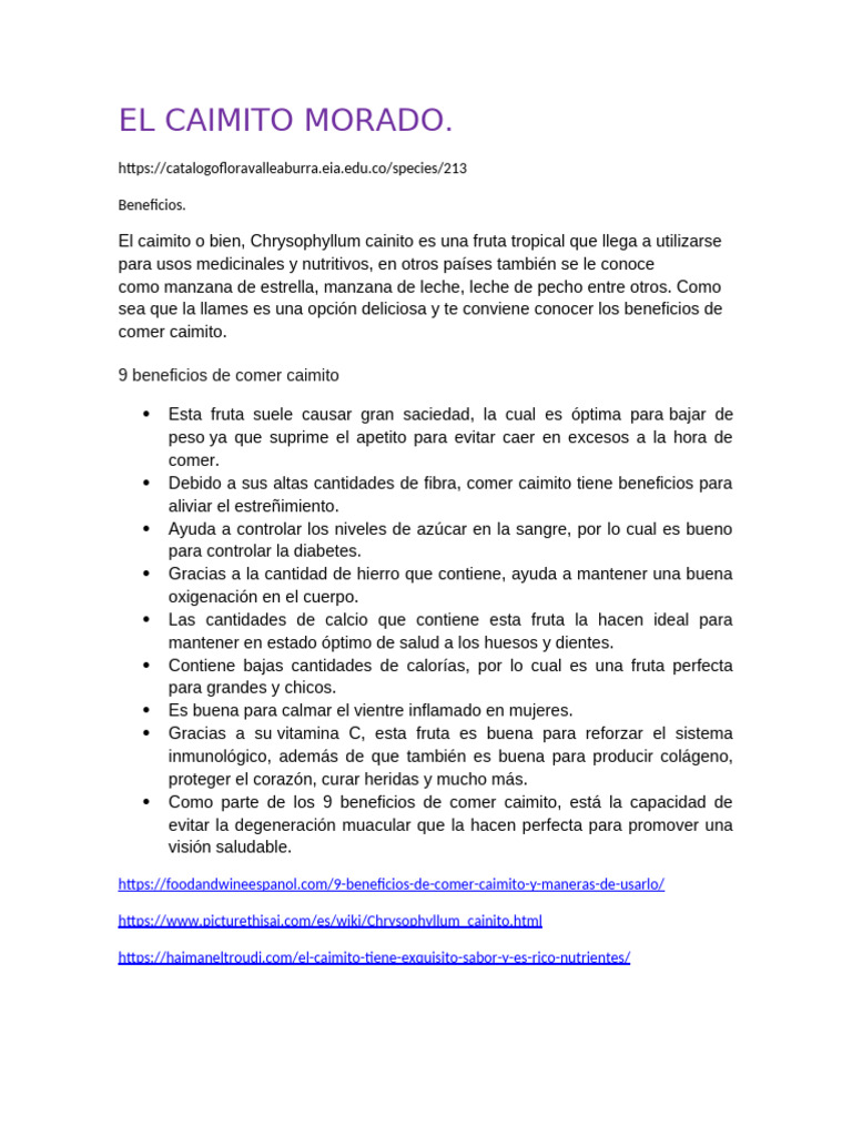 Informacion Del Caimito | PDF