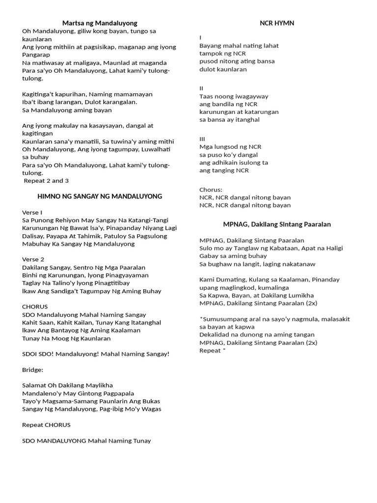 Songs For MOving Up Ceremony | PDF