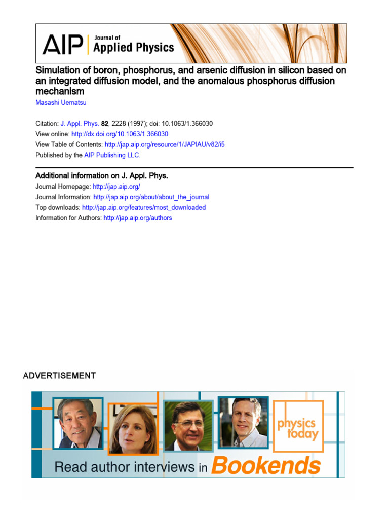 uematsu1997 | PDF | Doping (Semiconductor) | Diffusion