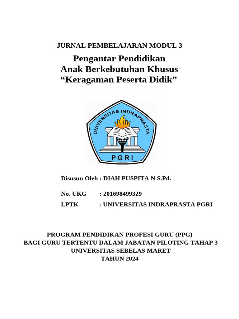 JURNAL PEMBELAJARAN MODUL 3 Keragaman Peserta Didik DIAH PN | PDF | Sains & Matematika