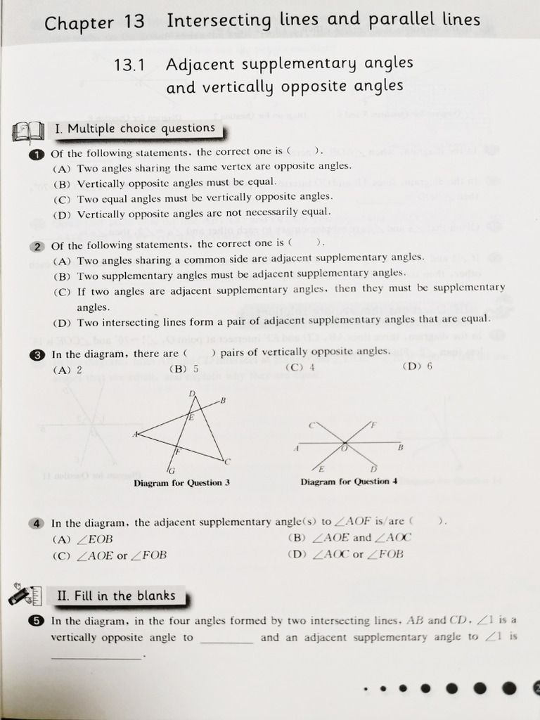 13 1 Linear Pair and Verticle Angles | PDF