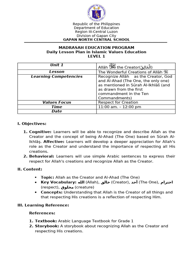 Respect for Creation(ISLAMIC VALUES) | PDF | Learning | God In Islam