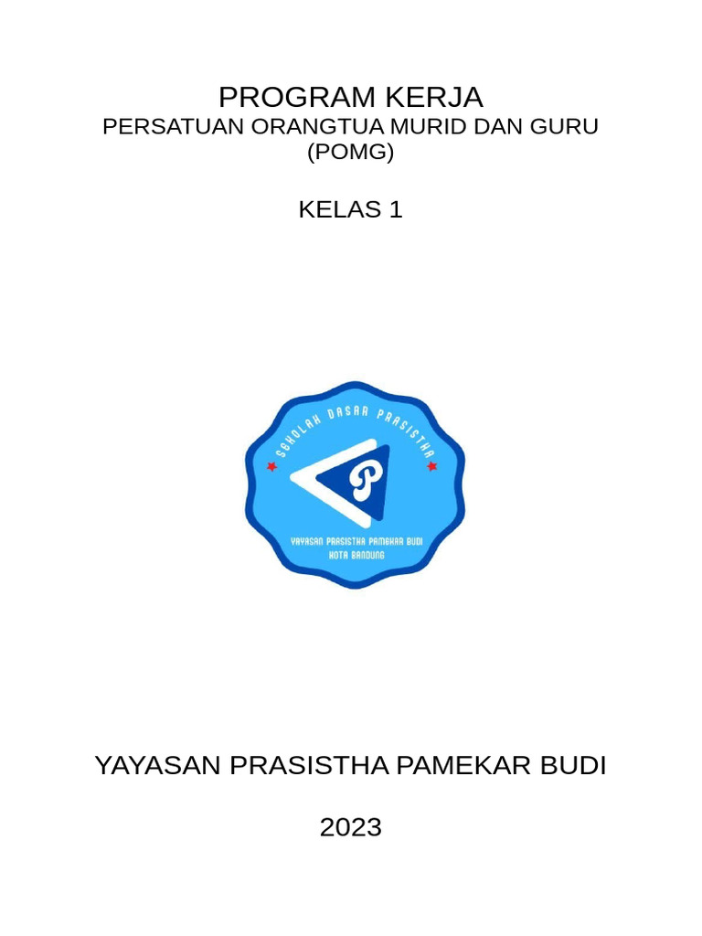 Program Kerja POMG Kelas 1 SD Prasistha | PDF | Karier & Perkembangan ...