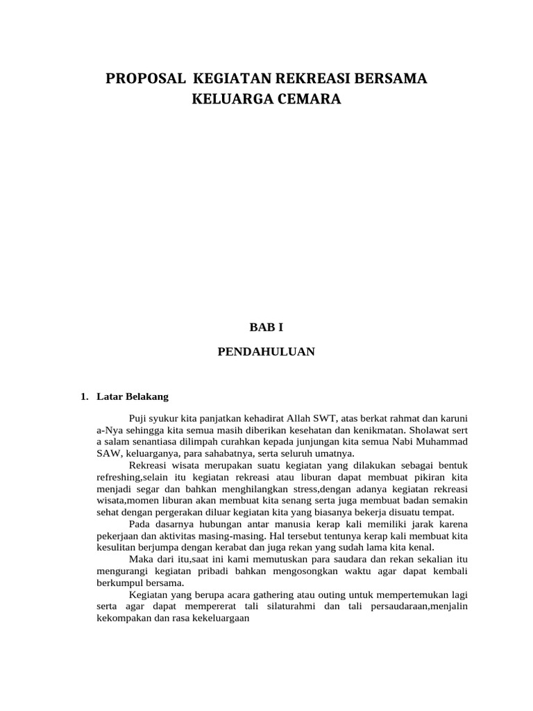 Proposal Kegiatan Rekreasi Bersama | PDF
