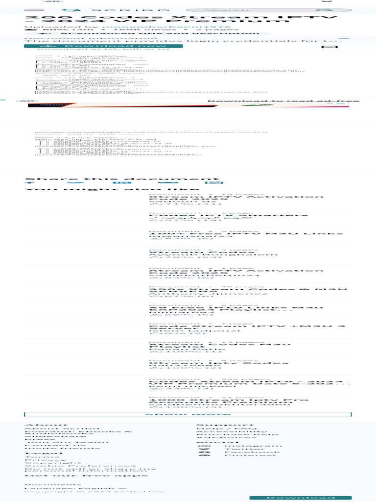 200 Codes Xtream IPTV - 2024 VIP Premium PDF | PDF | Scribd | Multimedia