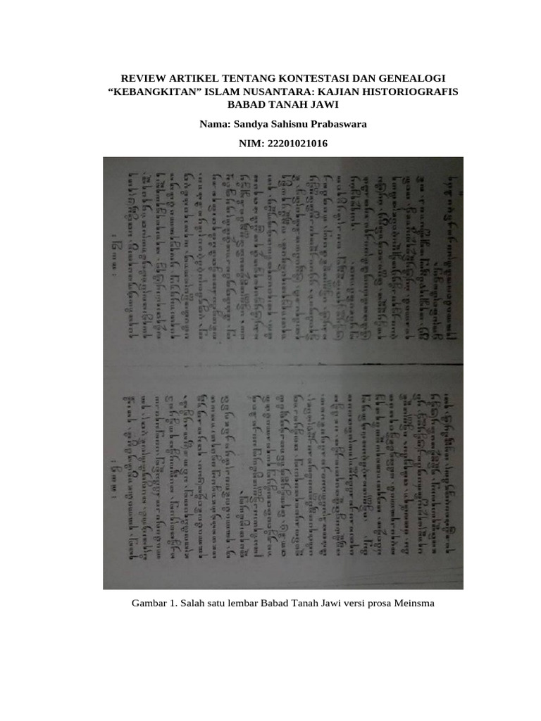 Sandya SP, Tugas Review Naskah Tentang Babad Tanah Jawi | PDF