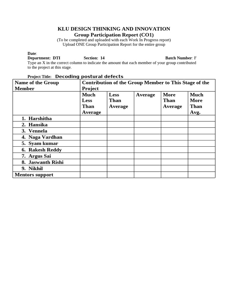Group Participation in Design Thinking Project | PDF