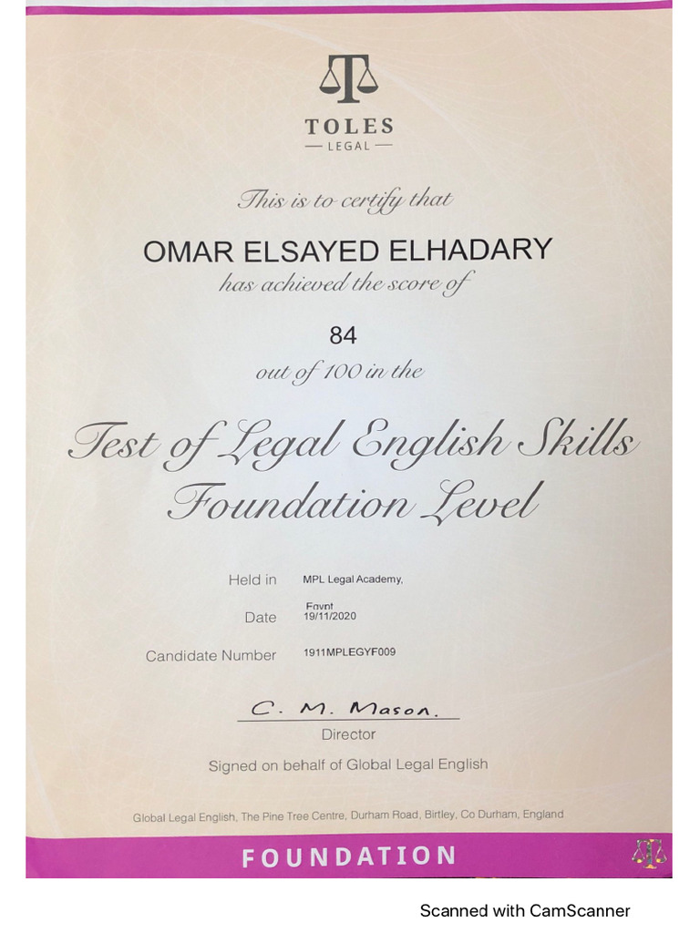 Toles Certificate | PDF