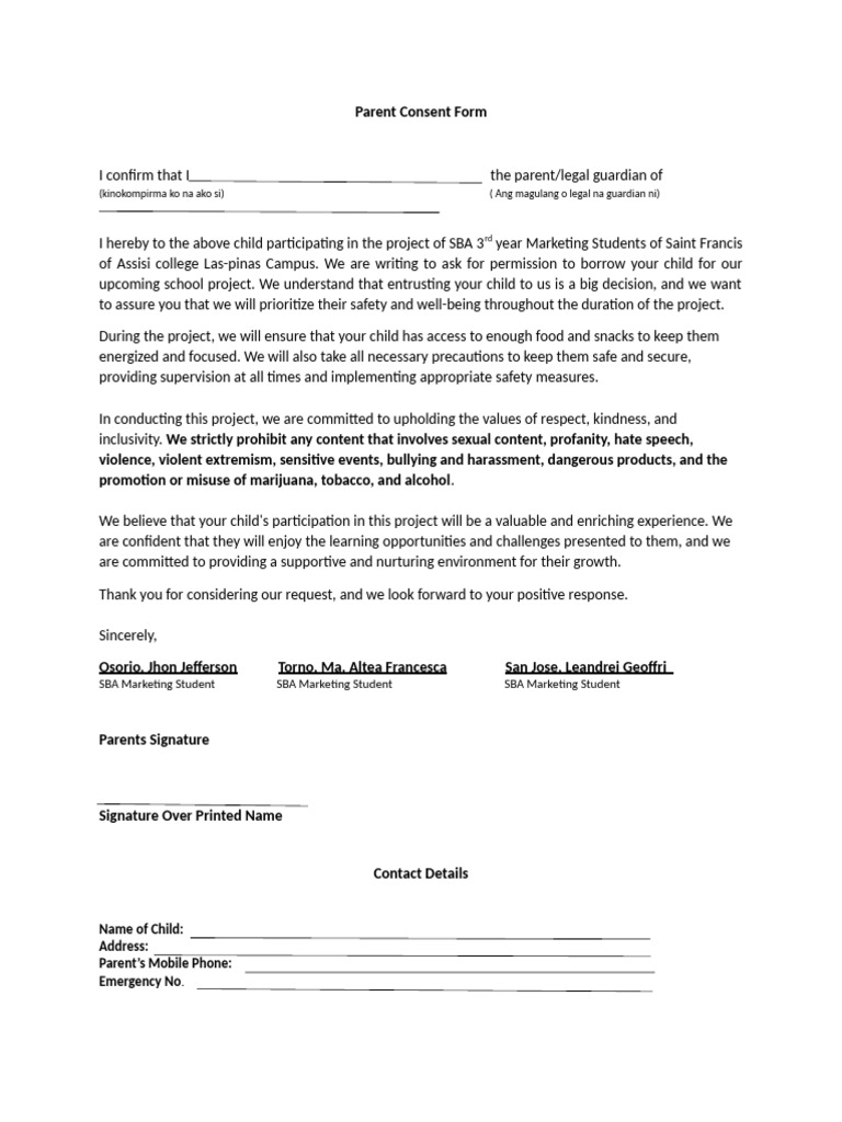 Parent Consent Form | PDF