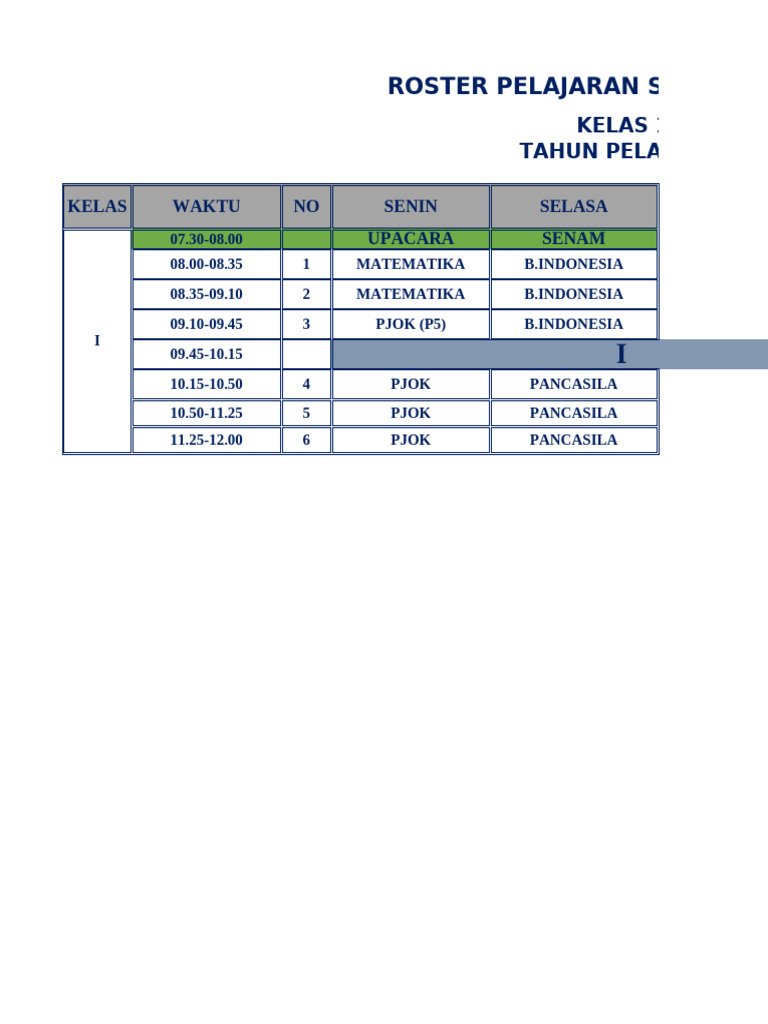 Roster Kelas 1 Dan 2 Kumer | PDF