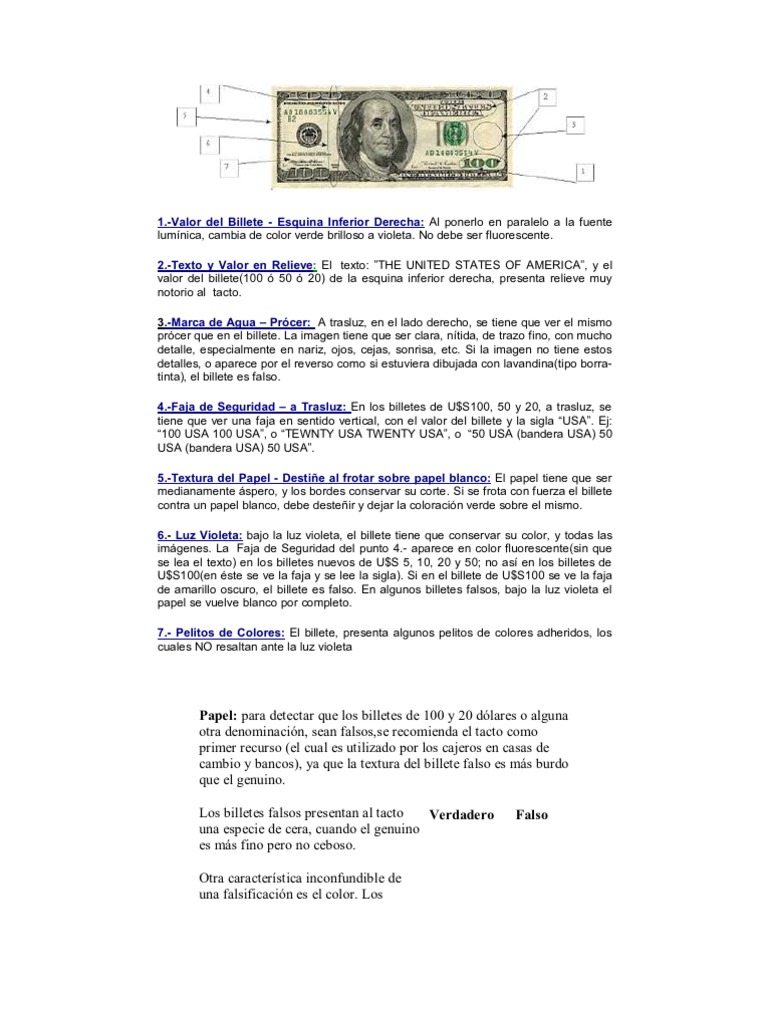 Medidas de Seguridad Dolar | PDF | Billete de banco | Color