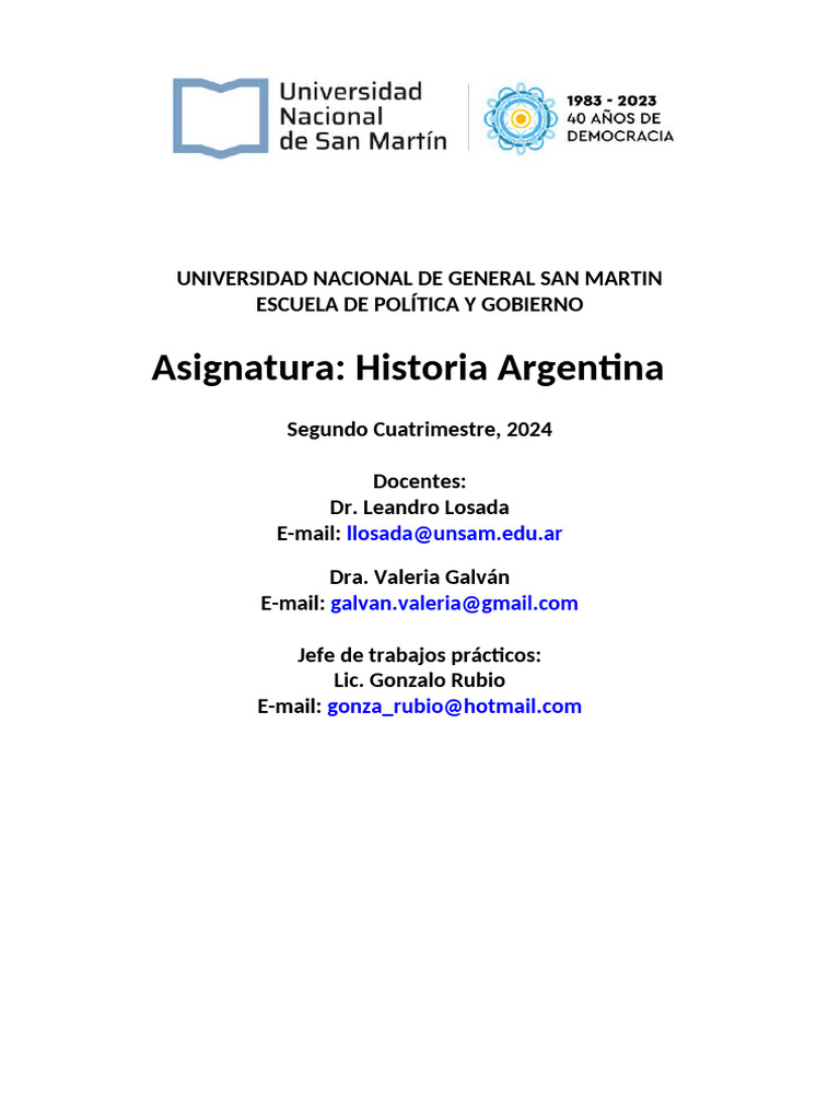 Hist Arg 2024-Viernes | PDF | Argentina