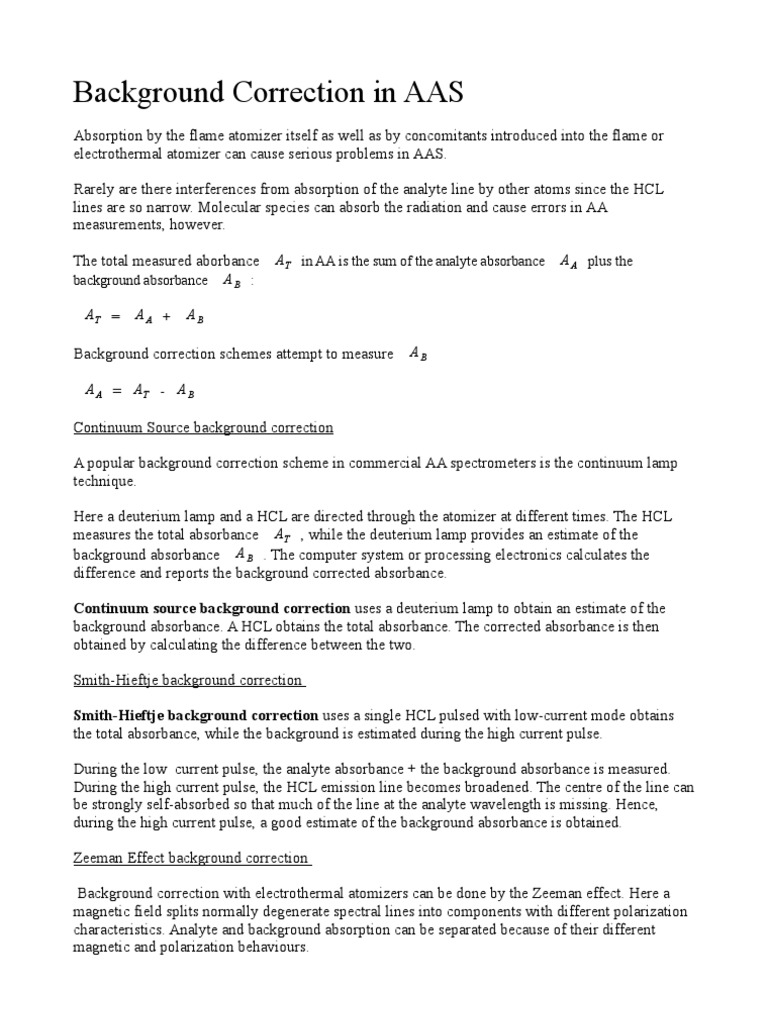 Background Correction in AAS | PDF | Atomic Absorption Spectroscopy ...