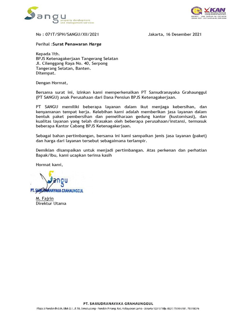 Surat Paket Penawaran RAB Renovasi R. Meeting | PDF | Griya & Taman ...