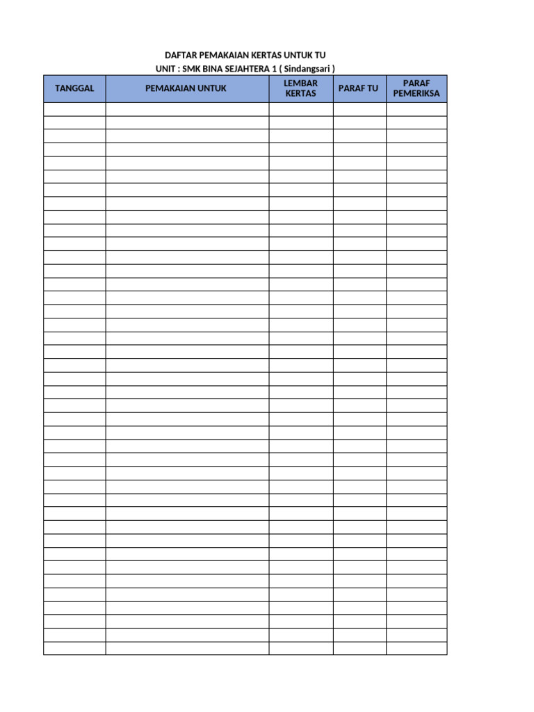 List Pemakaian Kertas | PDF