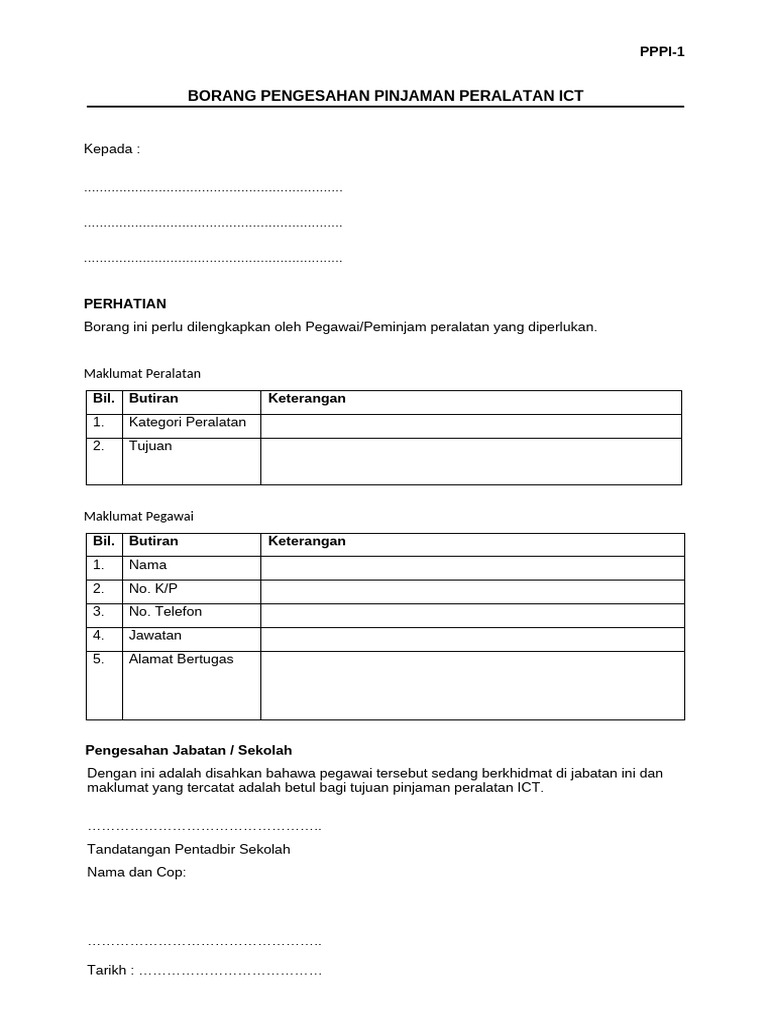 Borang PPP1 - PKG 2023 | PDF