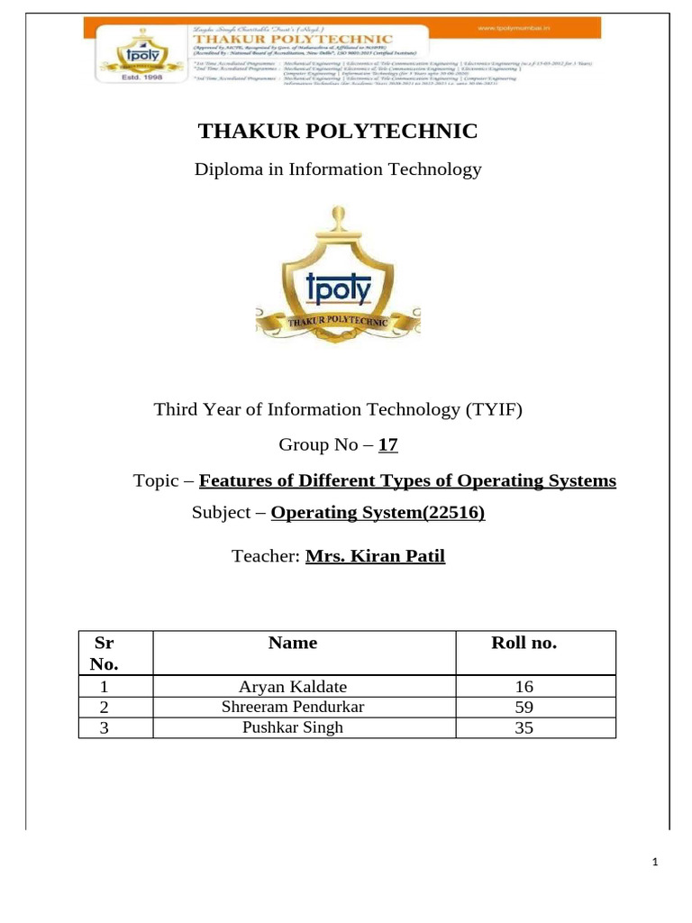 Osy Micro Project Pdf Operating System Process Computing 