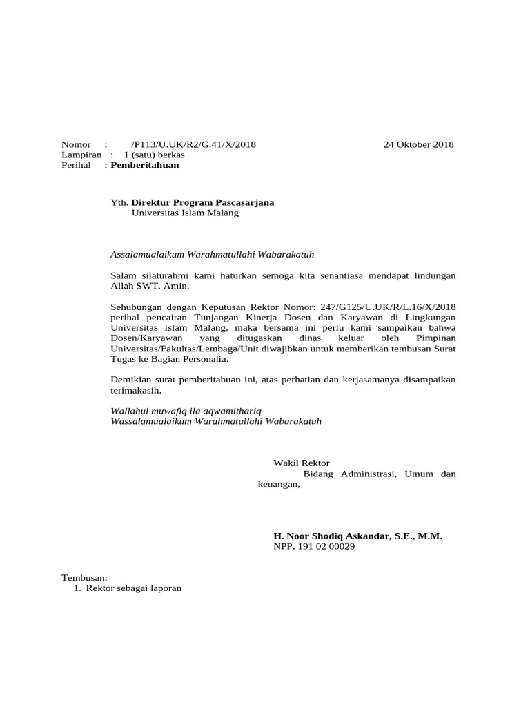 Tembusan Surat Tugas | PDF