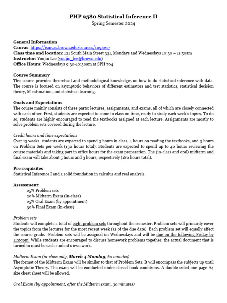 PHP 2580 2024-Spring S01 Syllabus | PDF | Accessibility | Statistical ...