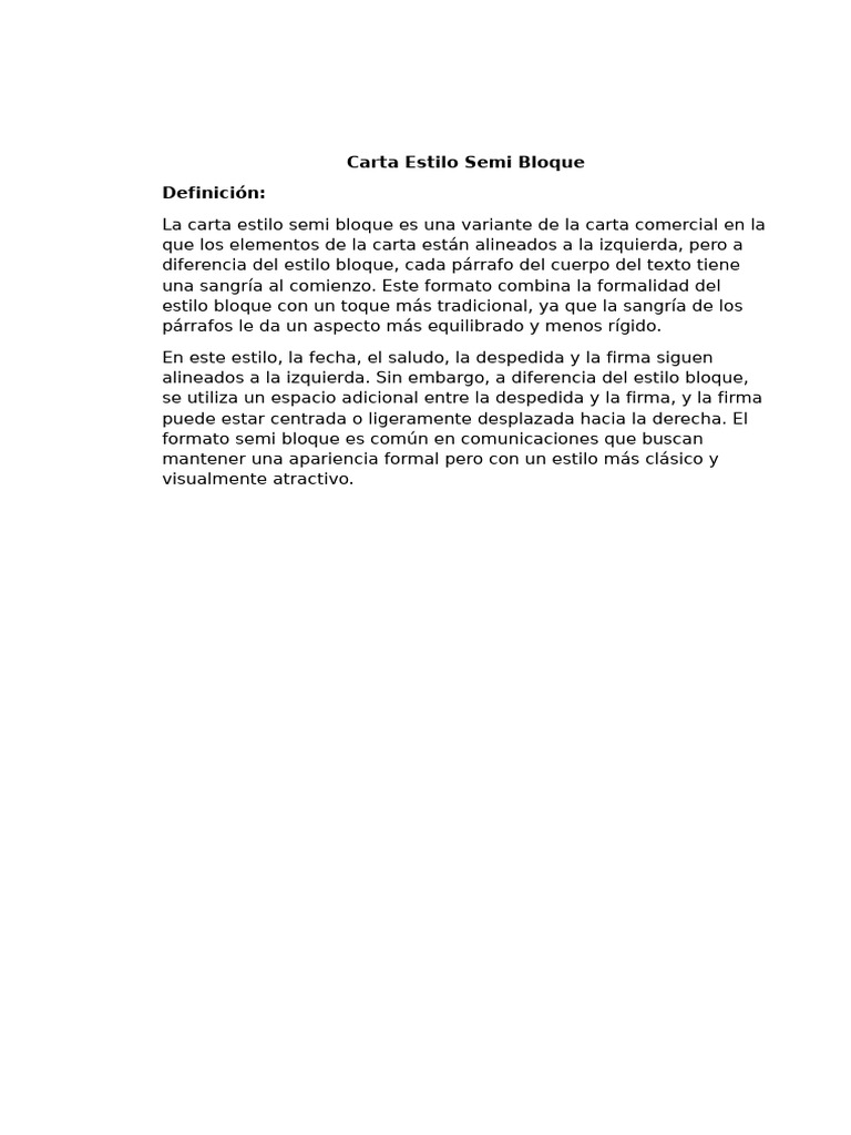Carta Estilo Semi Bloque | PDF