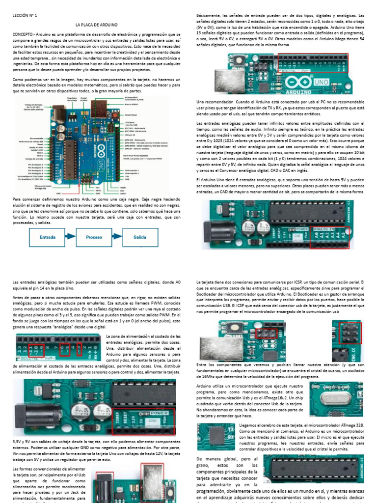 Lección N 1 Placa de Arduino1 | PDF | Arduino | Microcontrolador