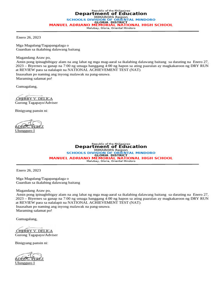 Letter For Whole Day | PDF