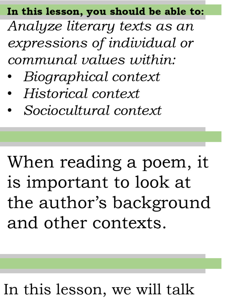 G7 LESSON 6 Biographical Historical Sociocultural Context | PDF ...