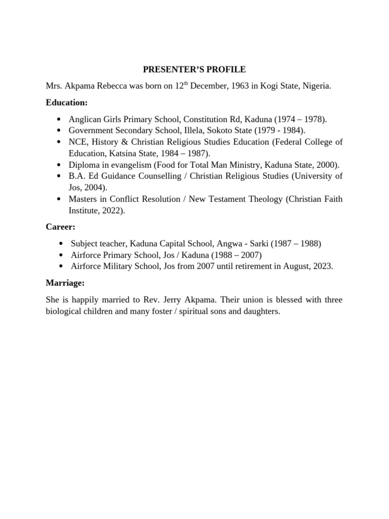 Being A Talk Presented by MRS Akpama Rebecca at Airforce Military ...