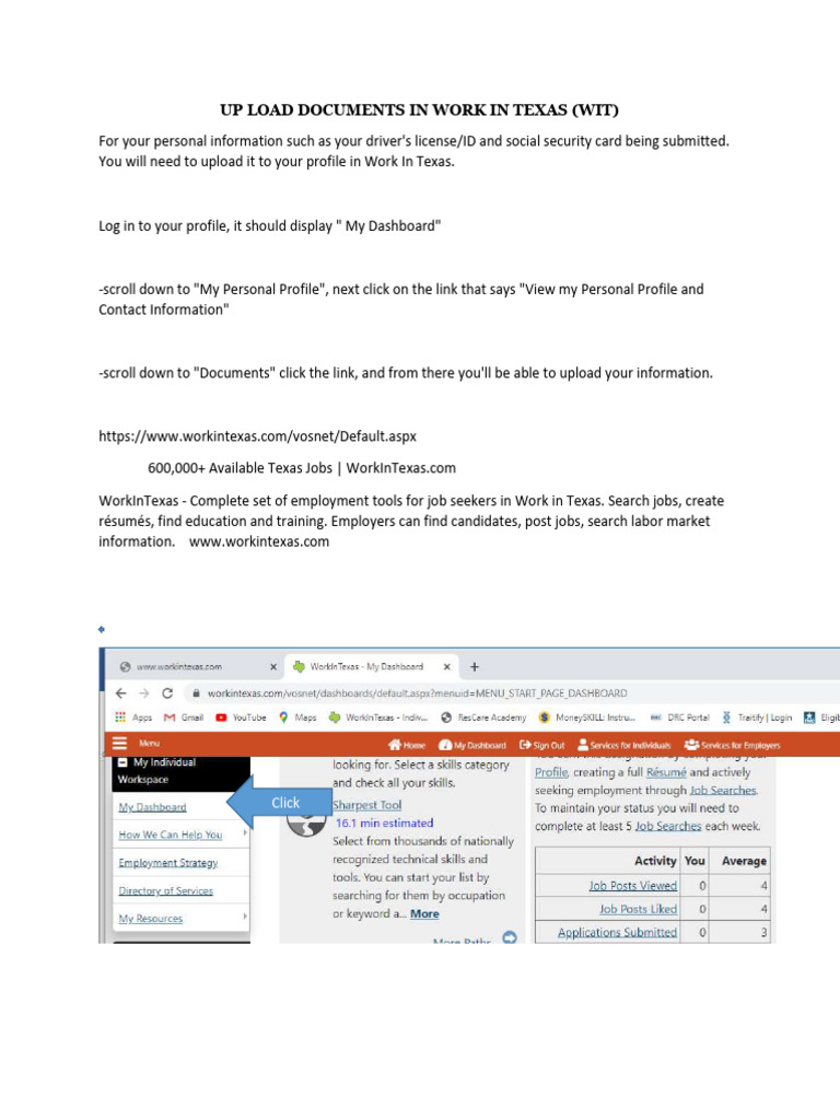 WorkInTexas Upload Documents | PDF | Career & Growth | Computers