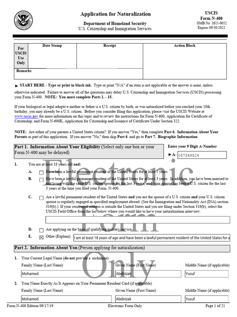 USCIS Form N-400 Application Guide | PDF | Race And Ethnicity In The ...