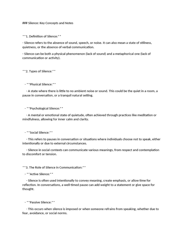 Silence Pdf Silence Mindfulness